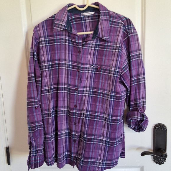 Allison Daley | Tops | Allison Daley Purple Plaid Button Up Shirt ...